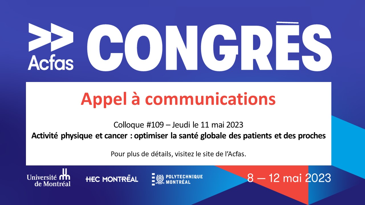 ACFAS 2023 : Appel à communications - Colloque «Activité physique et ...
